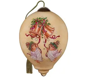 NE'QWA 3 Two Young Angels Ringing Christmas Bels Ornament - One-color