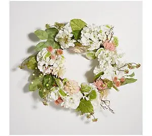 SAFAVIEH Faux 28' Hydrangea & Magnolia Wreath - One-color