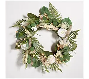 SAFAVIEH Faux 28' Rose & Fern Wreath - One-color