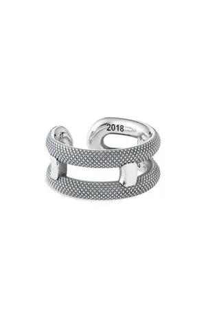 Good Art Hlywd Goosebumps Cigar Band Ring - Silver