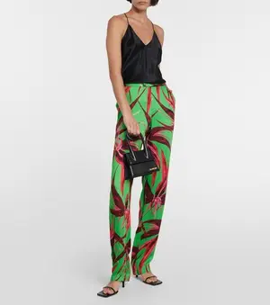 LOUISA BALLOU Floral Straight Leg Pants - Red