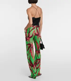 LOUISA BALLOU Floral Straight Leg Pants - Red