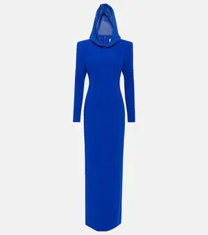 MONOT Hooded Crepe Maxi Dress - Blue
