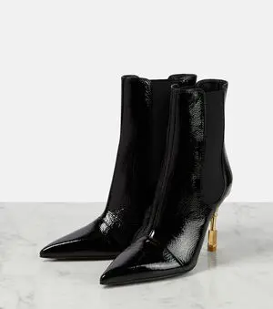 Balmain Patent Leather Ankle Boots