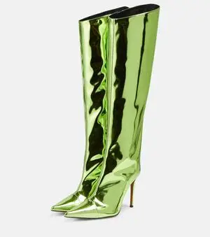 Alexandre Vauthier Mirrored Leather Knee-high Boots - Green