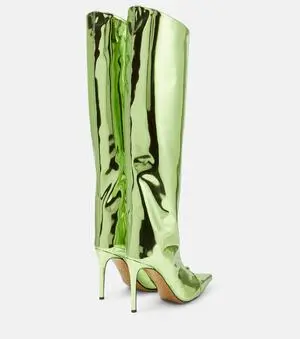 Alexandre Vauthier Mirrored Leather Knee-high Boots - Green