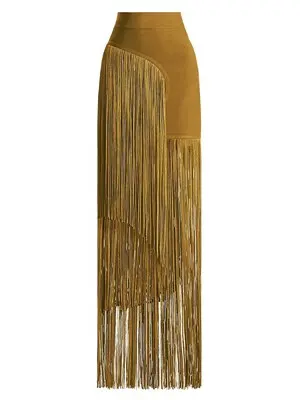 Herve Leger Asymmetric Fringe Maxi Skirt