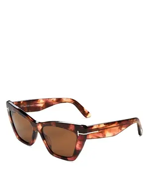 TOM FORD Cat Eye Sunglasses 56mm - Havana/tan