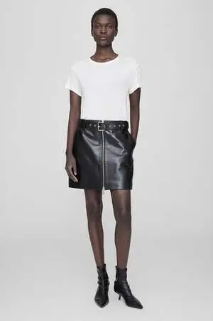 ANINE BING Leather Moto Miniskirt With Belt
