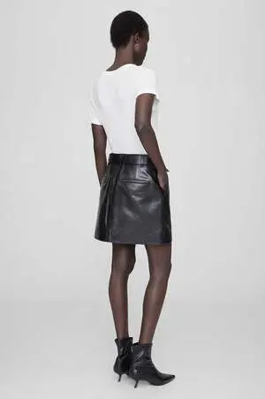 ANINE BING Leather Moto Miniskirt With Belt