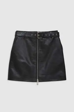 ANINE BING Leather Moto Miniskirt With Belt