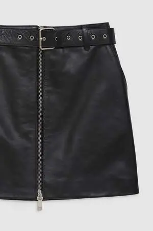ANINE BING Leather Moto Miniskirt With Belt