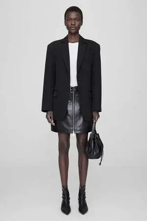 ANINE BING Leather Moto Miniskirt With Belt