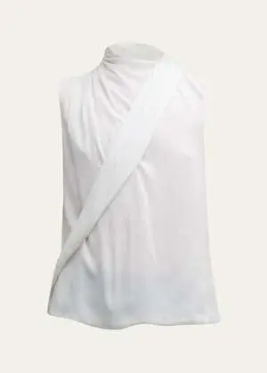 Giorgio Armani Silk Cross-front Blouse Solid White