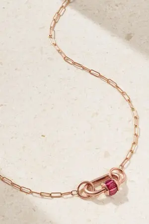 MARLA AARON Square Link 14-karat Ruby Necklace