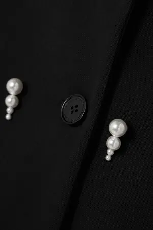 Stella McCartney Oversized Wool-blend Blazer With Faux Pearl Embellishments