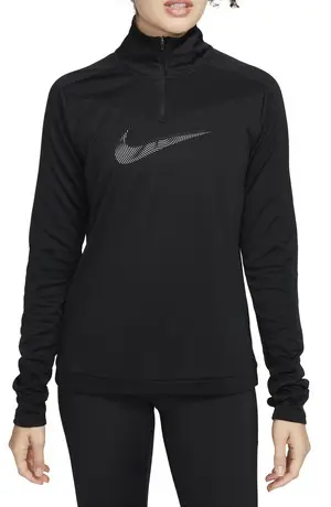 Nike Dri-fit Swoosh Quarter Zip Running Pullover Black/ Cool Grey