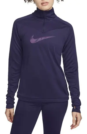 Nike Dri-fit Swoosh Quarter Zip Running Pullover Purple Ink/ Disco Purple