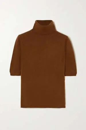 ALLUDE Cashmere Turtleneck Sweater Brown