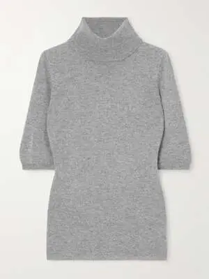 ALLUDE Cashmere Turtleneck Sweater - Light Gray