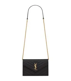 Saint Laurent Monogram Matelassé Envelope Chain Wallet