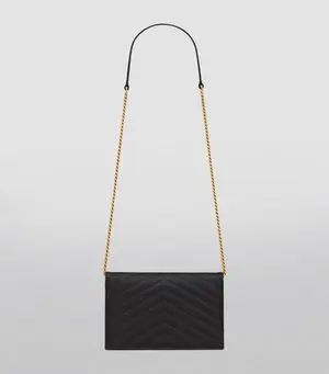 Saint Laurent Monogram Matelassé Envelope Chain Wallet