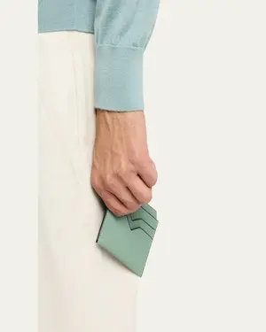 VALEXTRA V-slot Leather Card Case - Eucalipto