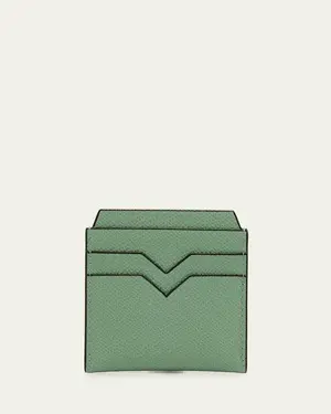 VALEXTRA V-slot Leather Card Case - Eucalipto