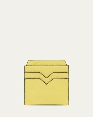 VALEXTRA V-slot Leather Card Case - Eucalipto