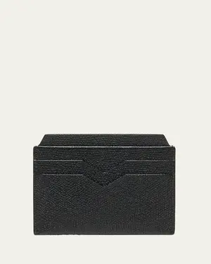 VALEXTRA V-slot Leather Card Case - Nn Nero