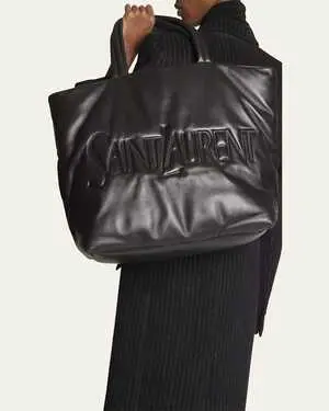 Saint Laurent Embossed Padded Leather Tote Bag