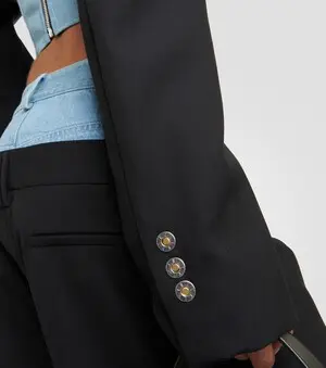 DION LEE Wool And Denim Bustier Blazer - Blue