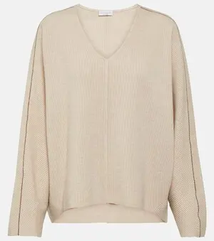 Brunello Cucinelli Wool, Cashmere And Silk V-neck Sweater