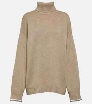 Brunello Cucinelli Wool, Cashmere, And Silk Sweater - Beige