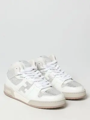 Fendi Match Sneakers In Leather With Rhinestones