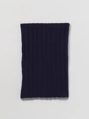 Brunello Cucinelli Solid Colour Pure Cashmere Scarf With Fringed Edges Blue