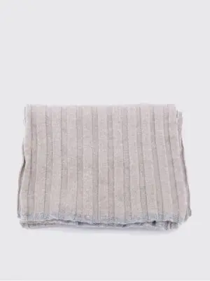 Brunello Cucinelli Solid Colour Pure Cashmere Scarf With Fringed Edges Ebony