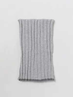 Brunello Cucinelli Solid Colour Pure Cashmere Scarf With Fringed Edges Grey 1