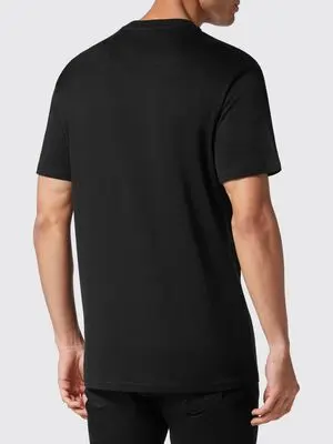 Philipp Plein Short-sleeved Cotton T-shirt With Skull Print - Black