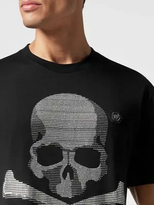 Philipp Plein Short-sleeved Cotton T-shirt With Skull Print - Black