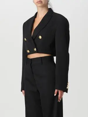 Palm Angels Double-breasted Virgin Wool Blend Blazer - Black
