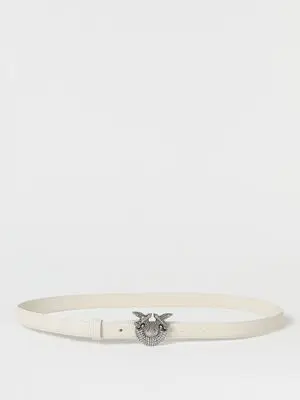 Pinko PINKO Love Birds Leather Belt White 1