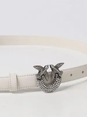 Pinko Love Birds Leather Belt - White