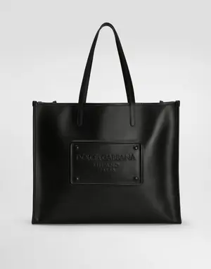 Dolce & Gabbana Calfskin Shopper With Logo - Black