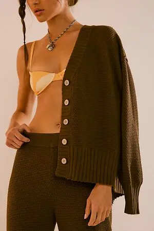 Free People Hailee Cardi Set Cocoa Confetti