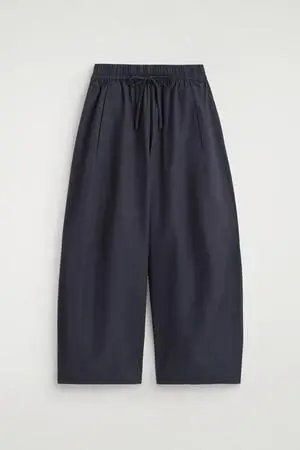 Cos Elasticated Barrel-leg Pants - Navy
