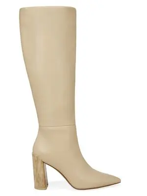 Vince Women's Pilar Knee-High Leather Boots - Macadamia  - Macadamia