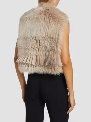 Giorgio Armani Pleated & Dyed Shearling Vest - Light Walnut
