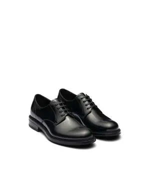 Prada Brushed Leather Lace-up Shoes - Black