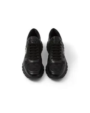 Prada Leather And Re-nylon High-top Sneakers